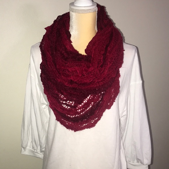 Accessories | New Blood Red Scallop Tube Scarf | Poshmark